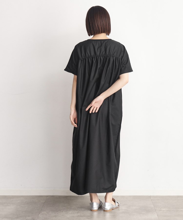 バックギャザー切り替えワンピース【洗える】(マキシ・ロング バックギャザー切り替えワンピース【洗える】(マキシ・ロング