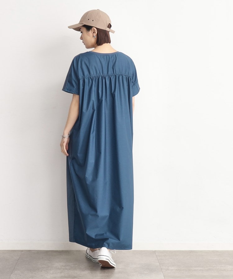 バックギャザー切り替えワンピース【洗える】(マキシ・ロング バックギャザー切り替えワンピース【洗える】(マキシ・ロング