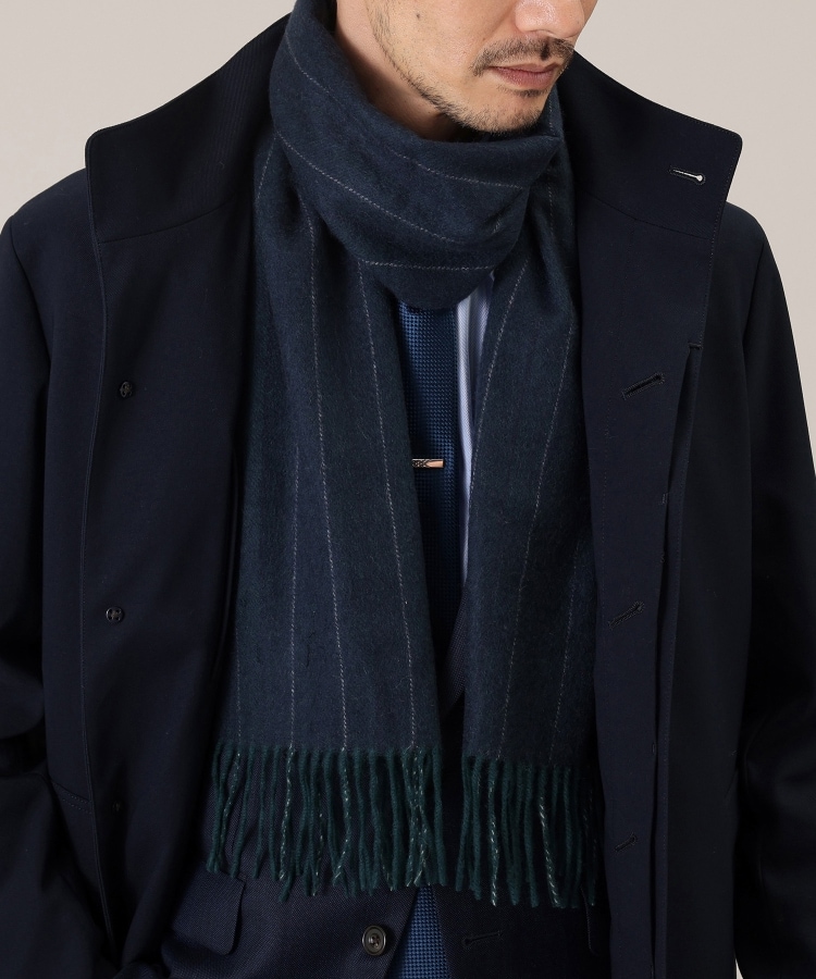 洗えるカシミヤ】ヘリンボン ストライプ マフラー(ストール 洗えるカシミヤ】ヘリンボン ストライプ マフラー(ストール