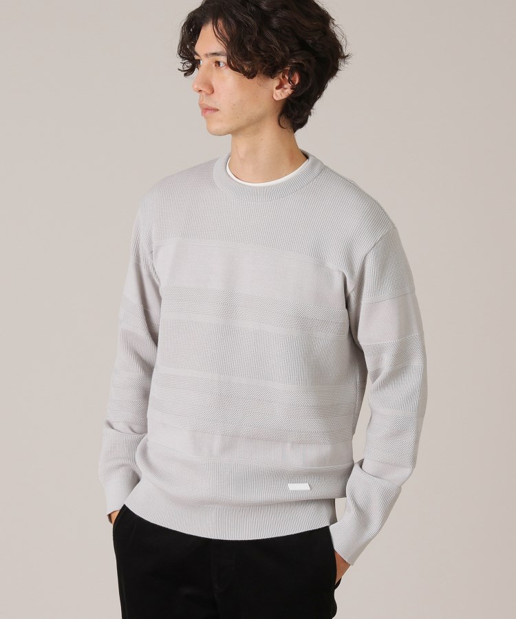 Made in JAPAN】編地切替 プルオーバーニット(ニット/セーター Made in JAPAN】編地切替 プルオーバーニット(ニット/セーター