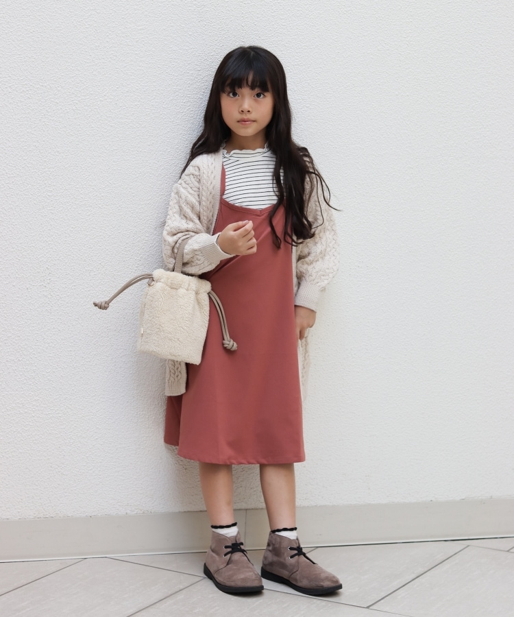 ◇【110-140cm/2点セット】ボーダーロンT+キャミドレス(キャミ ◇【110-140cm/2点セット】ボーダーロンT+キャミドレス(キャミ