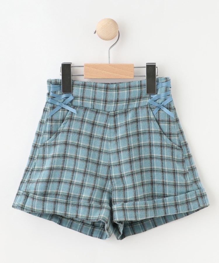 110-140cm/セットアップ可】チェックサイドリボンショートパンツ 110-140cm/セットアップ可】チェックサイドリボンショートパンツ