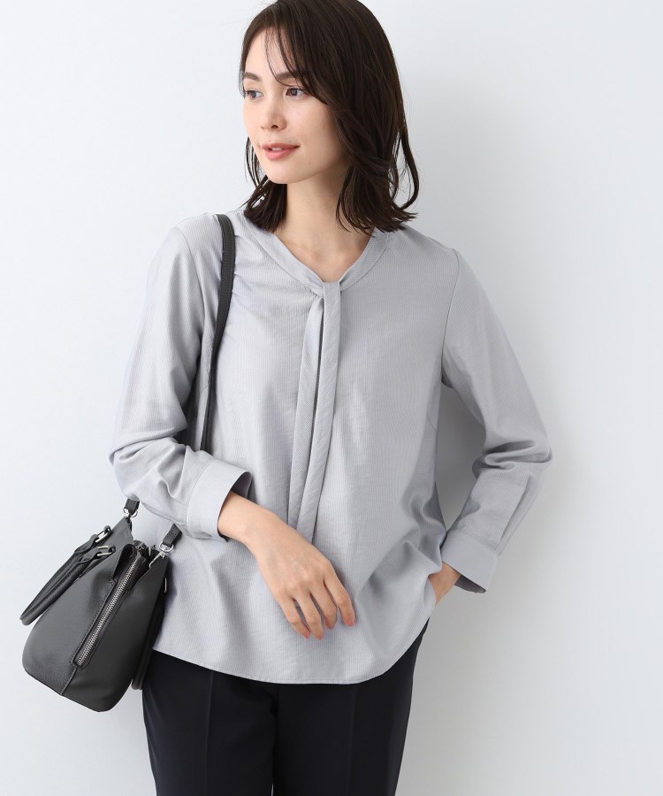 春SALE!【洗える】ストライプドビー ボウタイブラウス(シャツ 春SALE!【洗える】ストライプドビー ボウタイブラウス(シャツ