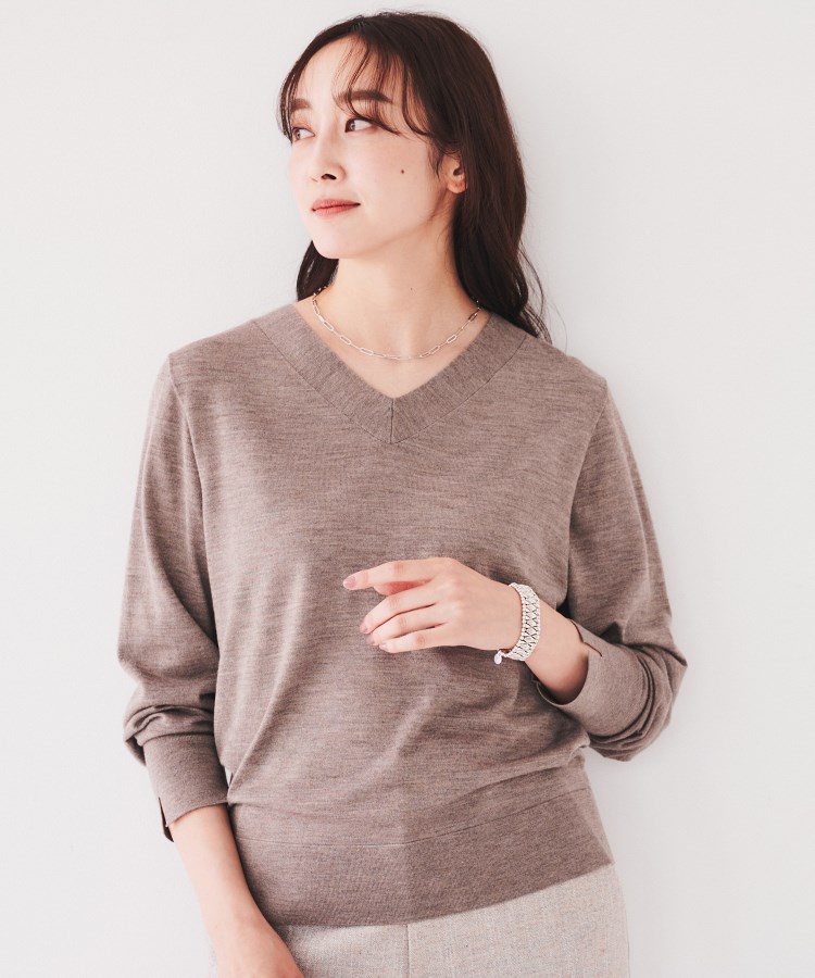アンサンブル可能/洗える】シルクウールカシミヤ Vネックニット アンサンブル可能/洗える】シルクウールカシミヤ Vネックニット