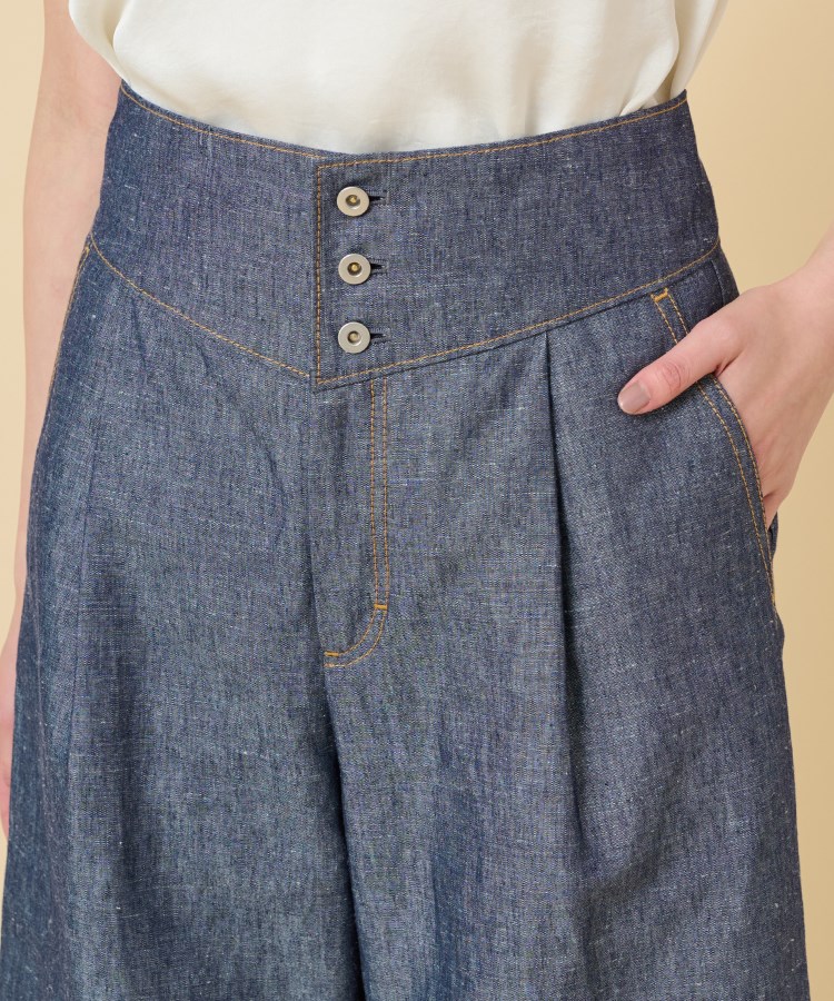 セットアップ可能】ヘンプシャンブレー ワイドパンツ(フル セットアップ可能】ヘンプシャンブレー ワイドパンツ(フル