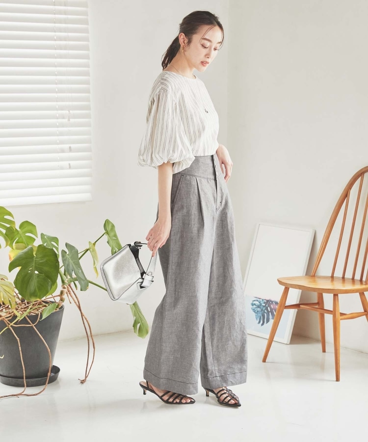 セットアップ可能】ヘンプシャンブレー ワイドパンツ(フル セットアップ可能】ヘンプシャンブレー ワイドパンツ(フル
