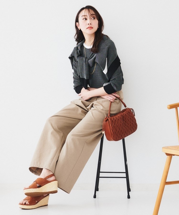 配色カラー/アンサンブル可能】きれいめ七分袖ニット(ニット 配色カラー/アンサンブル可能】きれいめ七分袖ニット(ニット