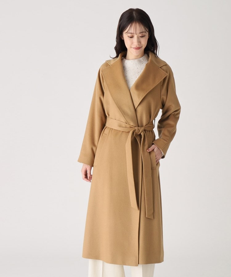 カシミヤ100%/日本製】大人のリラックス感あるガウンコート カシミヤ100%/日本製】大人のリラックス感あるガウンコート