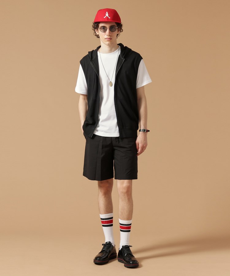 Made in JAPAN】コットンメッシュノースリーブZIPパーカー Made in JAPAN】コットンメッシュノースリーブZIPパーカー