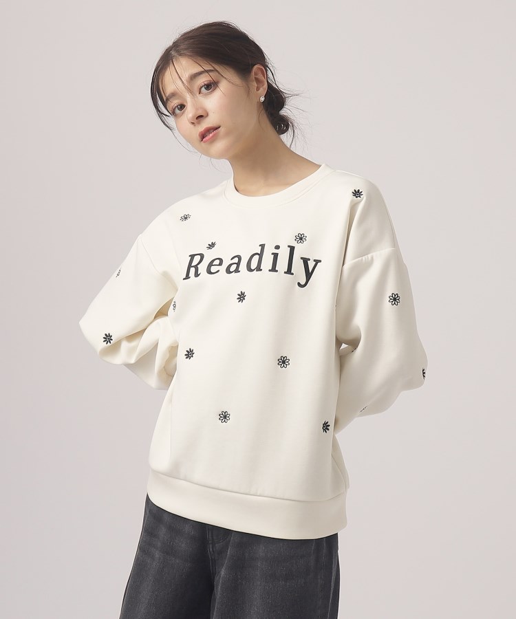 なめらかタッチ デイジー柄刺繍ロゴトップス(カットソー なめらかタッチ デイジー柄刺繍ロゴトップス(カットソー