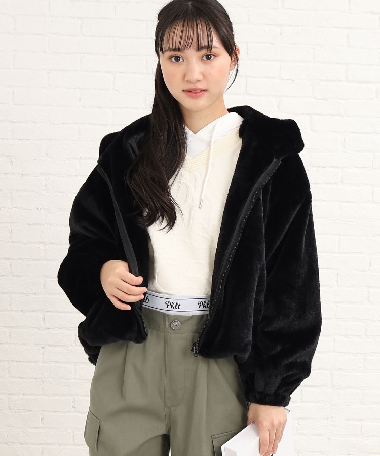 165cmサイズあり】フード付ふわふわあったかフェイクファー 165cmサイズあり】フード付ふわふわあったかフェイクファー