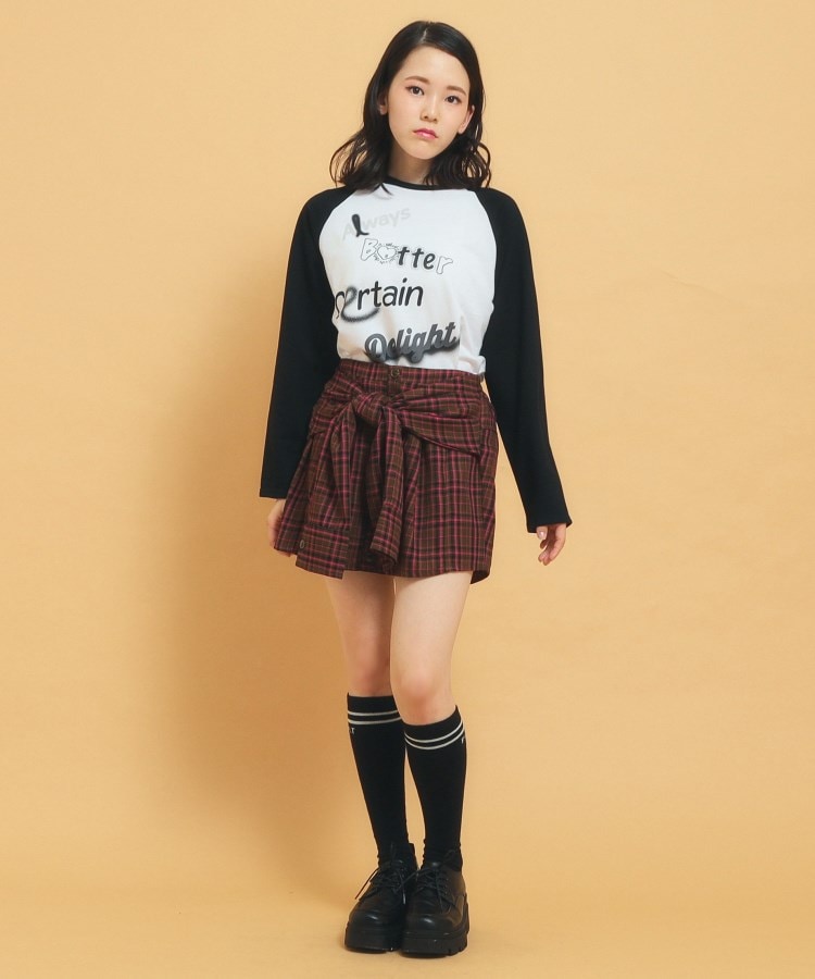 インナー付き】腰巻きネルシャツ風スカート(ミニスカート インナー付き】腰巻きネルシャツ風スカート(ミニスカート
