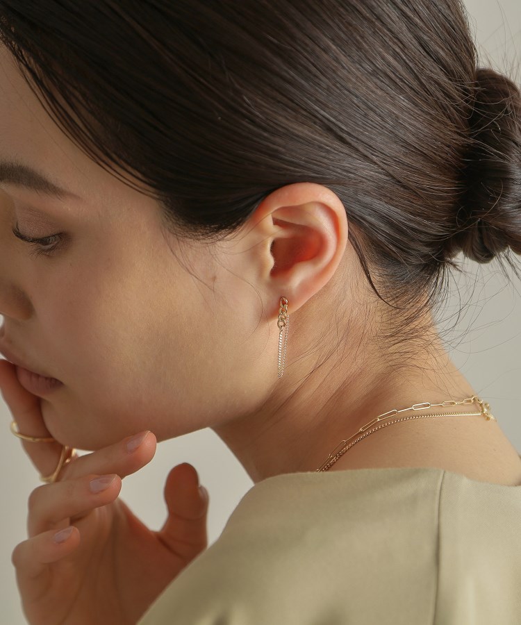 K10ダブルキヘイチェーンフープ ピアス(ピアス) | COCOSHNIK K10ダブルキヘイチェーンフープ ピアス(ピアス) | COCOSHNIK
