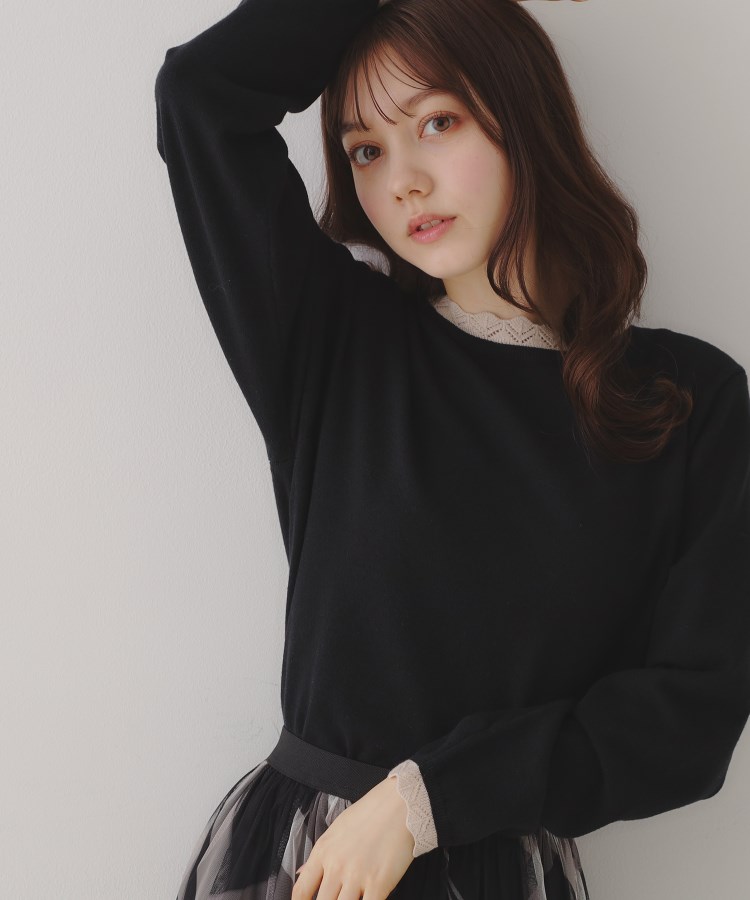 プチプラ・上品×シンプルなニット】サステナブル 配色透かし プチプラ・上品×シンプルなニット】サステナブル 配色透かし