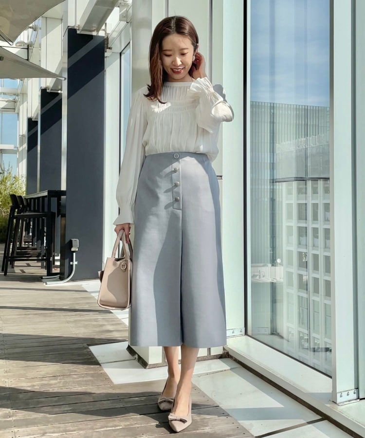 通勤・大人可愛い】シャーリングギャザーブラウス(シャツ 通勤・大人可愛い】シャーリングギャザーブラウス(シャツ