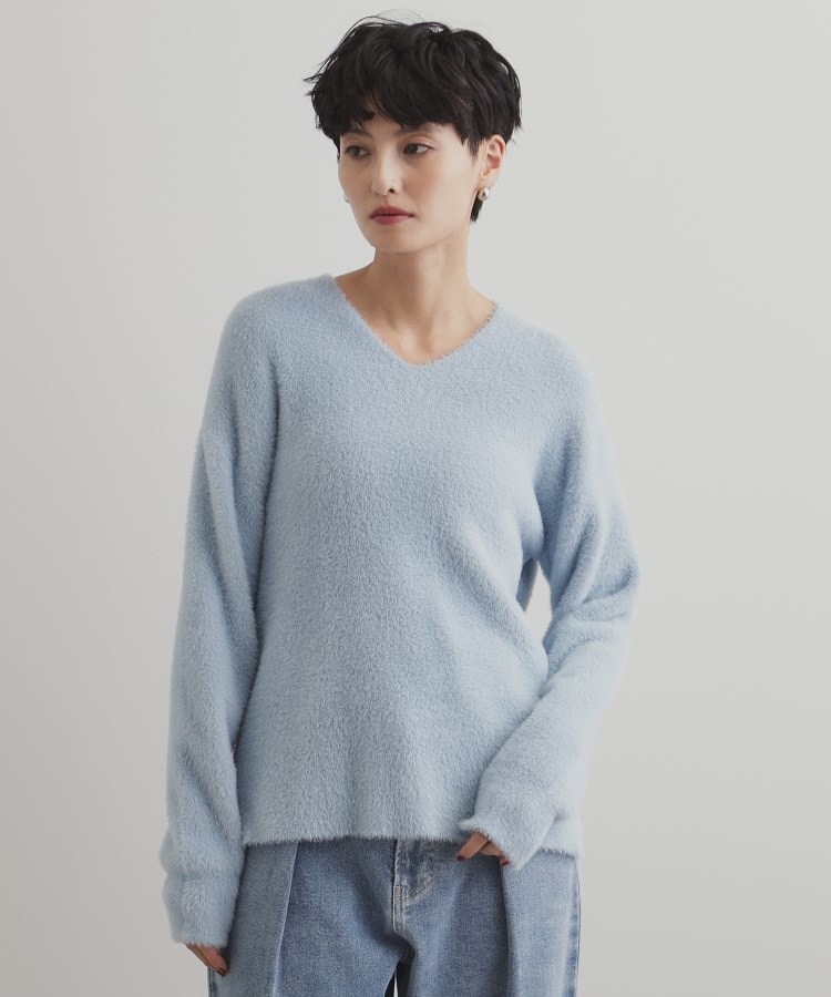 5color/S-LLsize》フェザーヤーンVネックニット【洗濯機洗い可 5color/S-LLsize》フェザーヤーンVネックニット【洗濯機洗い可
