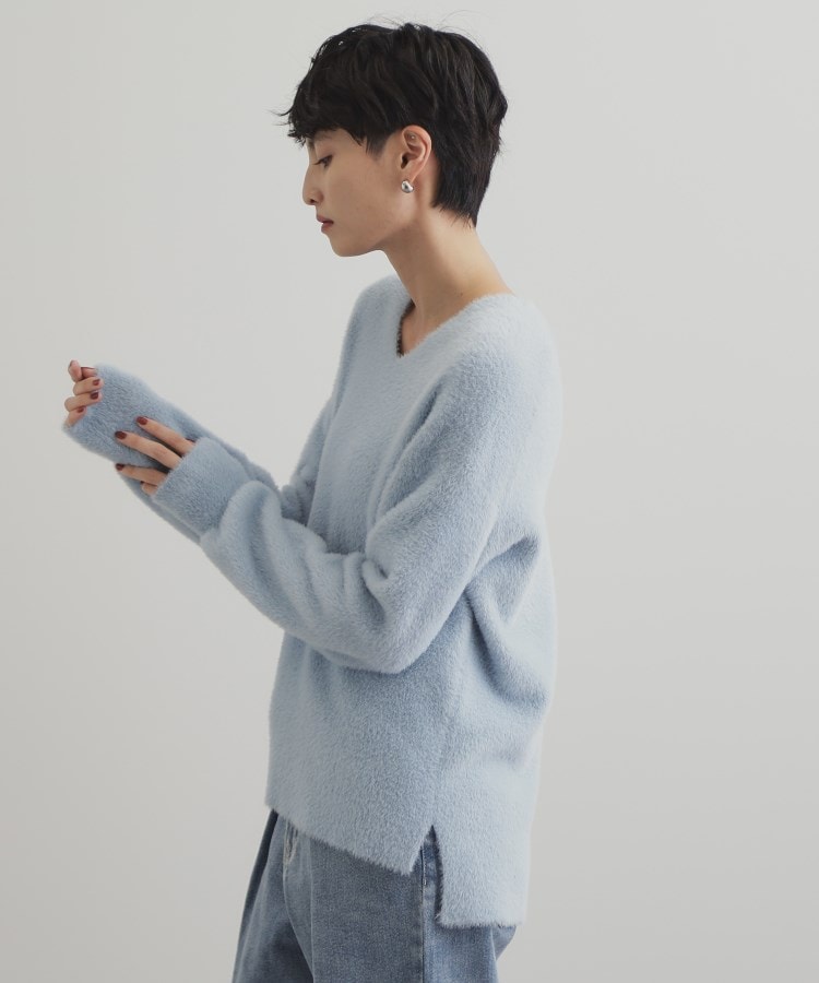 5color/S-LLsize》フェザーヤーンVネックニット【洗濯機洗い可 5color/S-LLsize》フェザーヤーンVネックニット【洗濯機洗い可