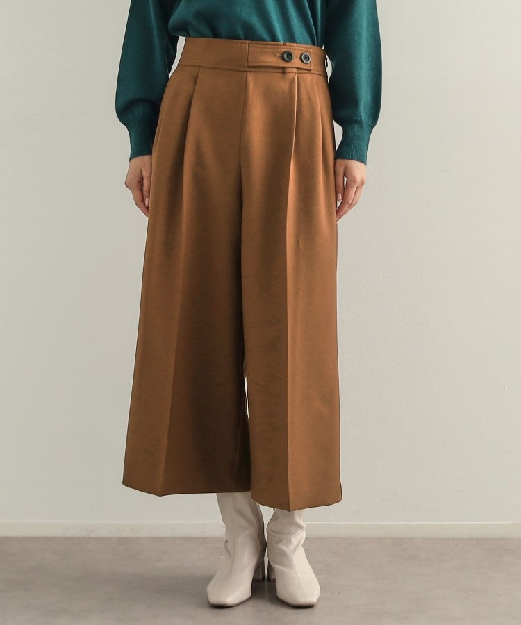 クロップドワイドパンツ【洗濯機洗い可】(6~9分丈パンツ クロップドワイドパンツ【洗濯機洗い可】(6~9分丈パンツ