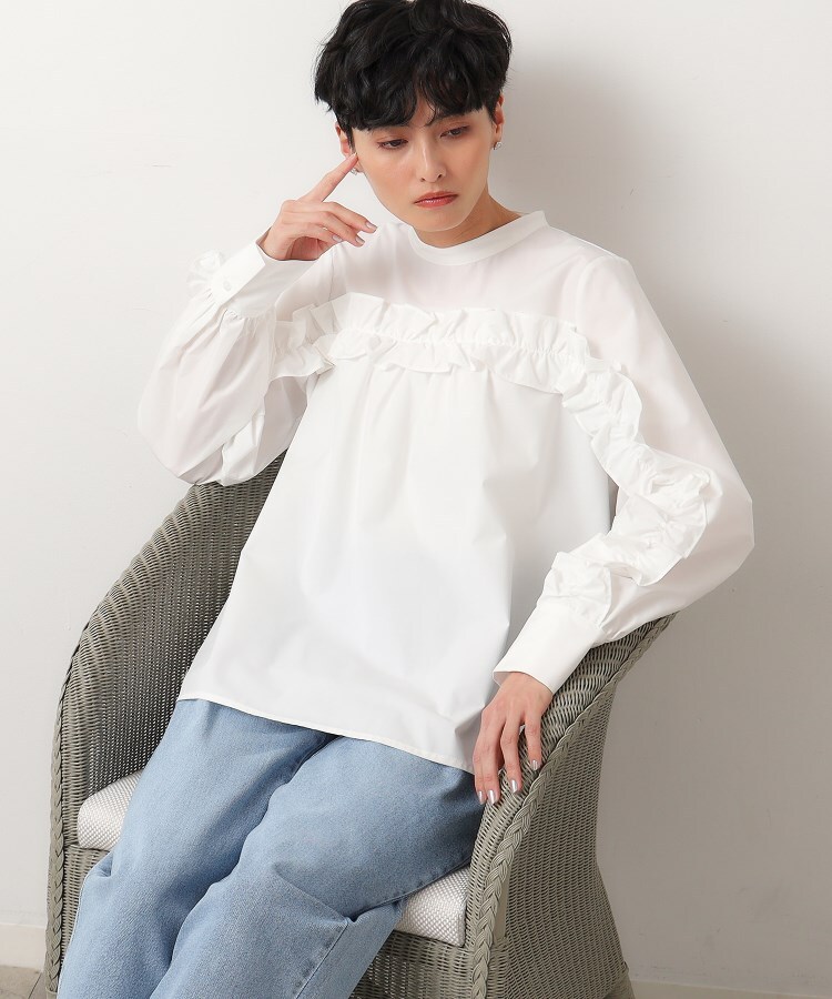≪美人百花掲載≫ フリルデザインブラウス/シャツ【洗濯機洗い可 ≪美人百花掲載≫ フリルデザインブラウス/シャツ【洗濯機洗い可