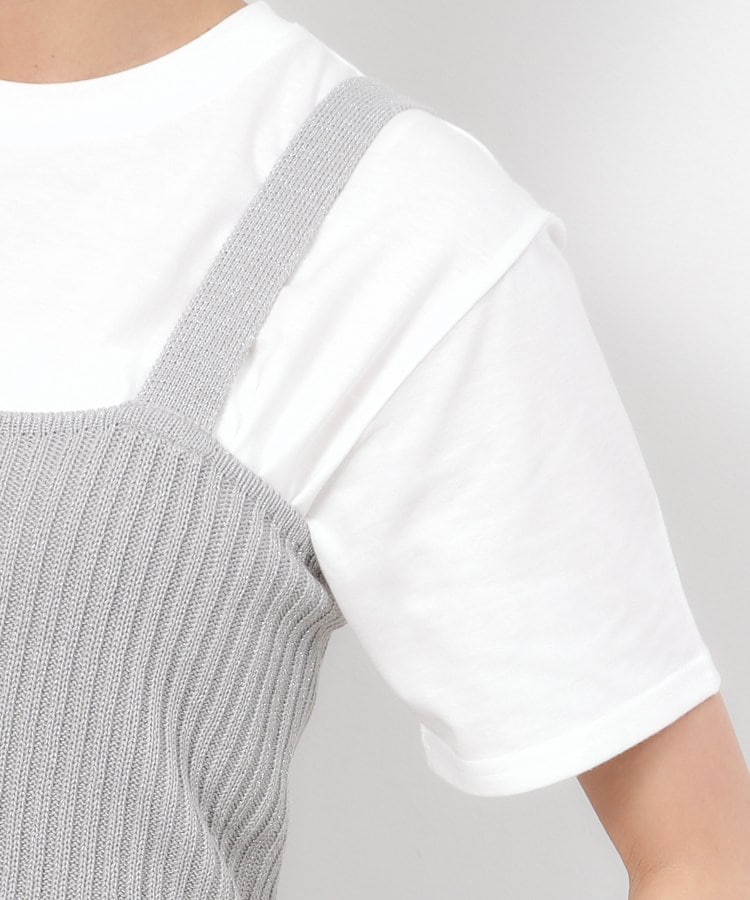 ≪ツインセット≫フロントZIPラメニットビスチェ×Tシャツ【洗濯 ≪ツインセット≫フロントZIPラメニットビスチェ×Tシャツ【洗濯
