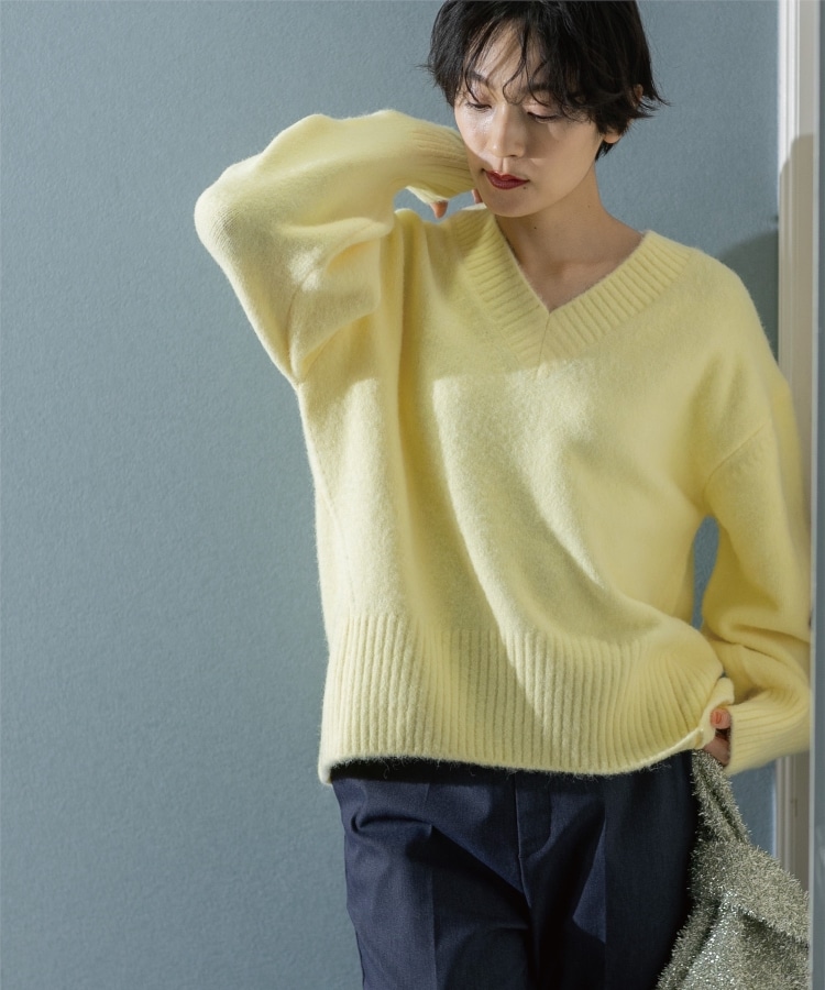 7color》ふわふわVネックニット【洗濯機洗い可】(ニット 7color》ふわふわVネックニット【洗濯機洗い可】(ニット