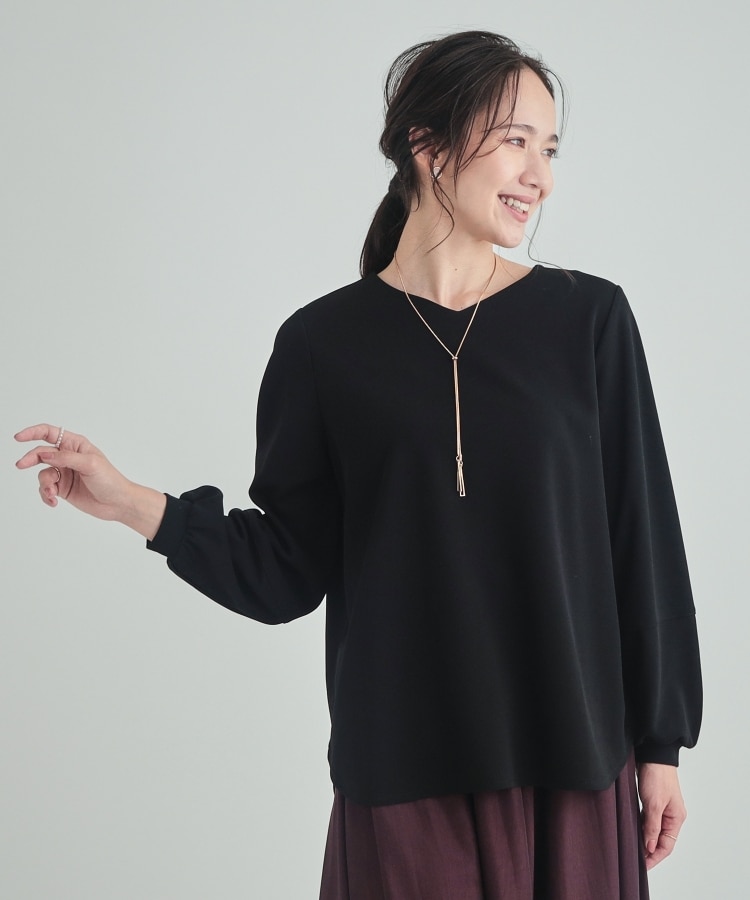 2点セット】大人の上品シルエット アクセサリー付き お袖切替 2点セット】大人の上品シルエット アクセサリー付き お袖切替