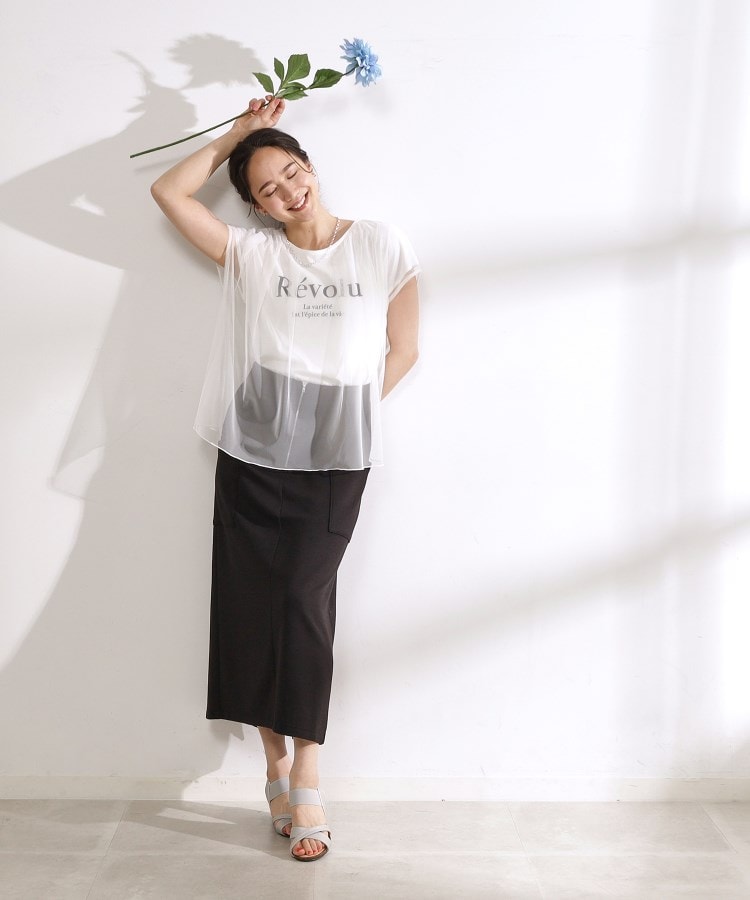 チュールレイヤード ロゴプリントTシャツ(Tシャツ) | SHOO チュールレイヤード ロゴプリントTシャツ(Tシャツ) | SHOO
