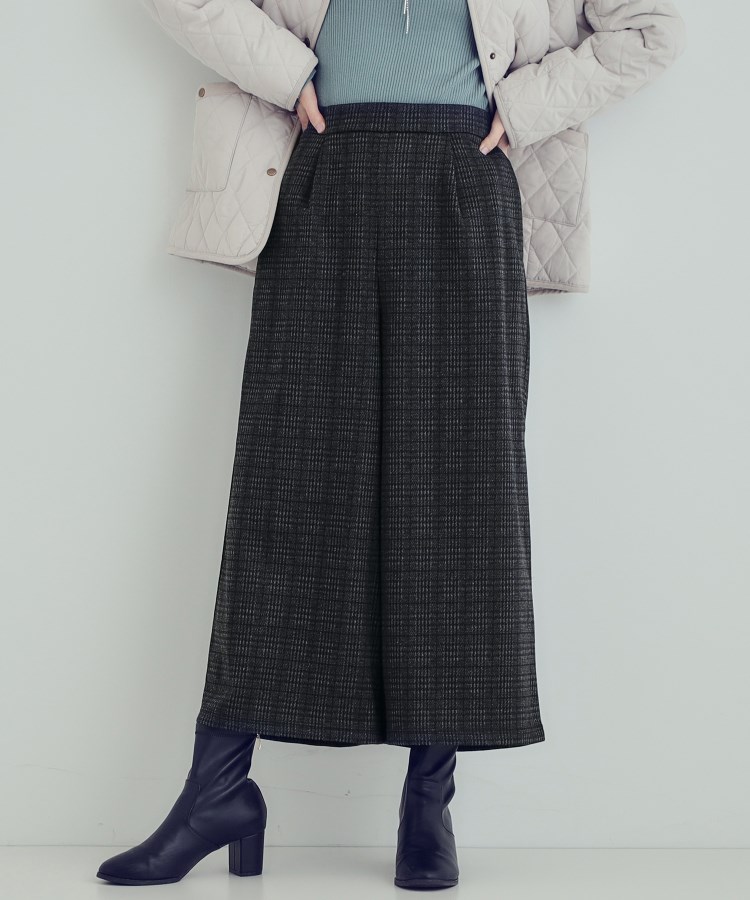 S-LL】あったか裏起毛クロップドワイドパンツ(6~9分丈パンツ S-LL】あったか裏起毛クロップドワイドパンツ(6~9分丈パンツ