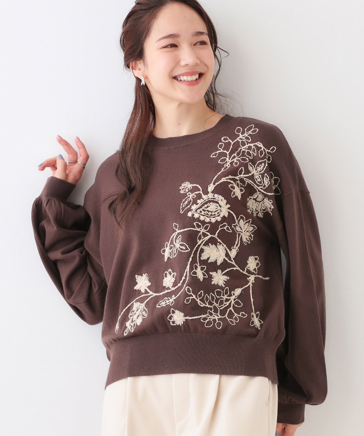 S-LL】大人のエレガントな着こなしに ラメ刺繍ニット(ニット S-LL】大人のエレガントな着こなしに ラメ刺繍ニット(ニット