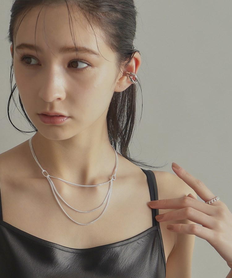 シルバー カーブチェーン ビブネックレス(ネックレス シルバー カーブチェーン ビブネックレス(ネックレス