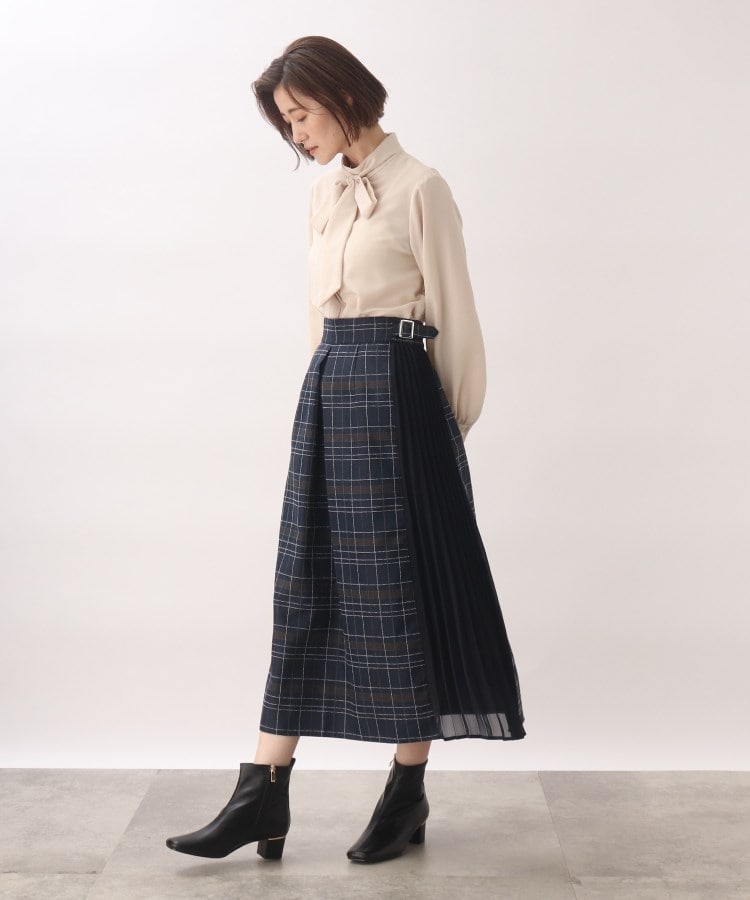 ◇横姿も可愛い!きれい目モールチェックサイドプリーツスカート ◇横姿も可愛い!きれい目モールチェックサイドプリーツスカート