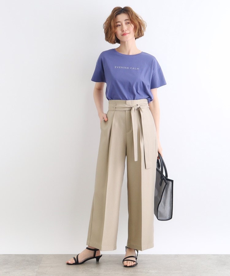 デニムライクベルト付きワイドパンツ(フルレングスパンツ デニムライクベルト付きワイドパンツ(フルレングスパンツ
