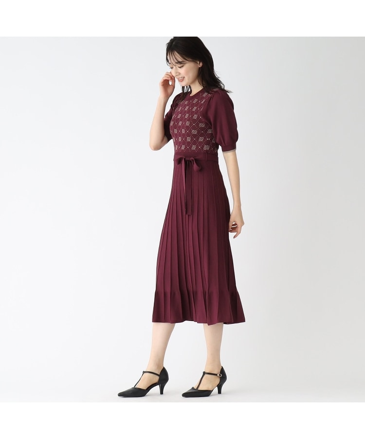 ◇【アンサンブル対応】ロゴモノグラムプリーツワンピース【WEB ◇【アンサンブル対応】ロゴモノグラムプリーツワンピース【WEB