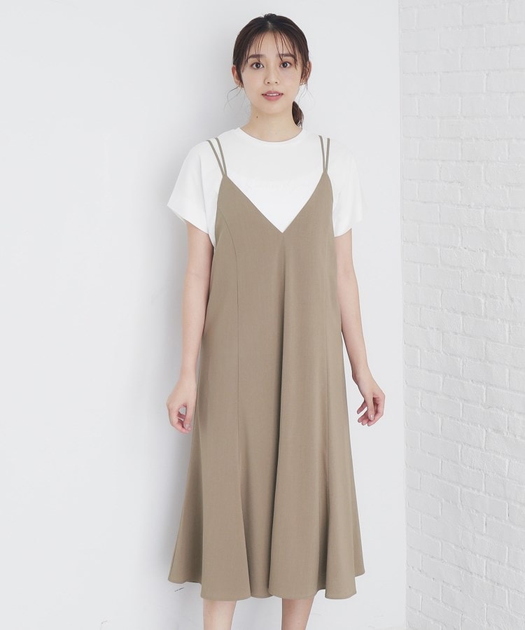 麻調キャミワンピース【洗濯機洗い可/防シワ】(キャミ 麻調キャミワンピース【洗濯機洗い可/防シワ】(キャミ
