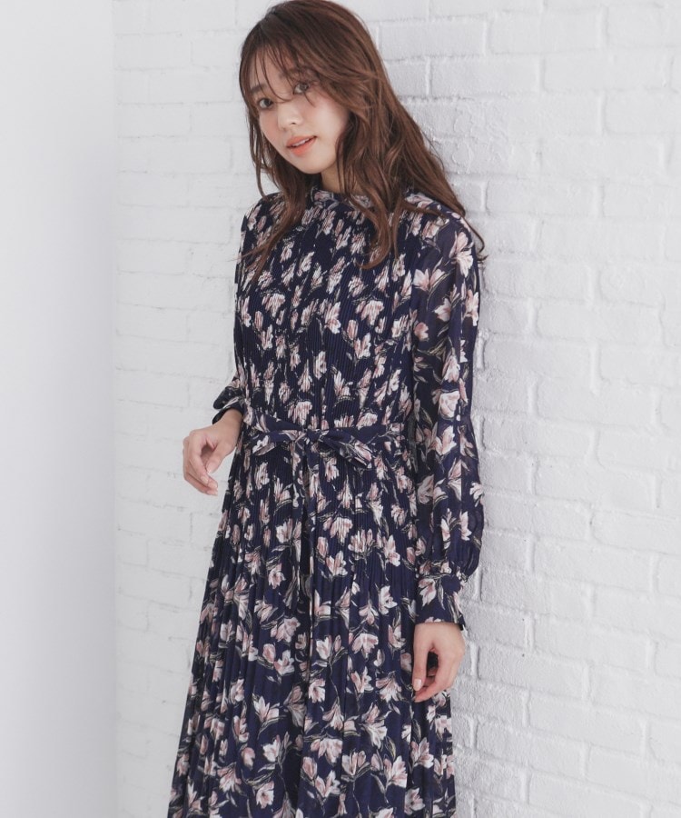 2WAYリボン プリーツワンピース【洗濯機洗い可】(ミドル 2WAYリボン プリーツワンピース【洗濯機洗い可】(ミドル