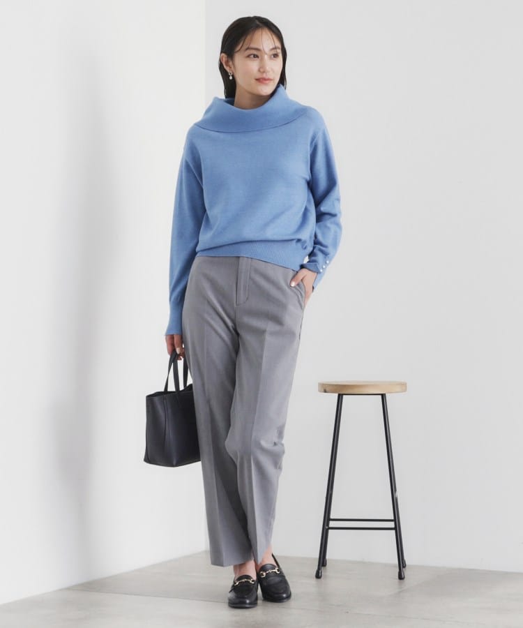 8color/XS-LLsize》パール調ボタン付きオフタートルニット【洗濯 8color/XS-LLsize》パール調ボタン付きオフタートルニット【洗濯