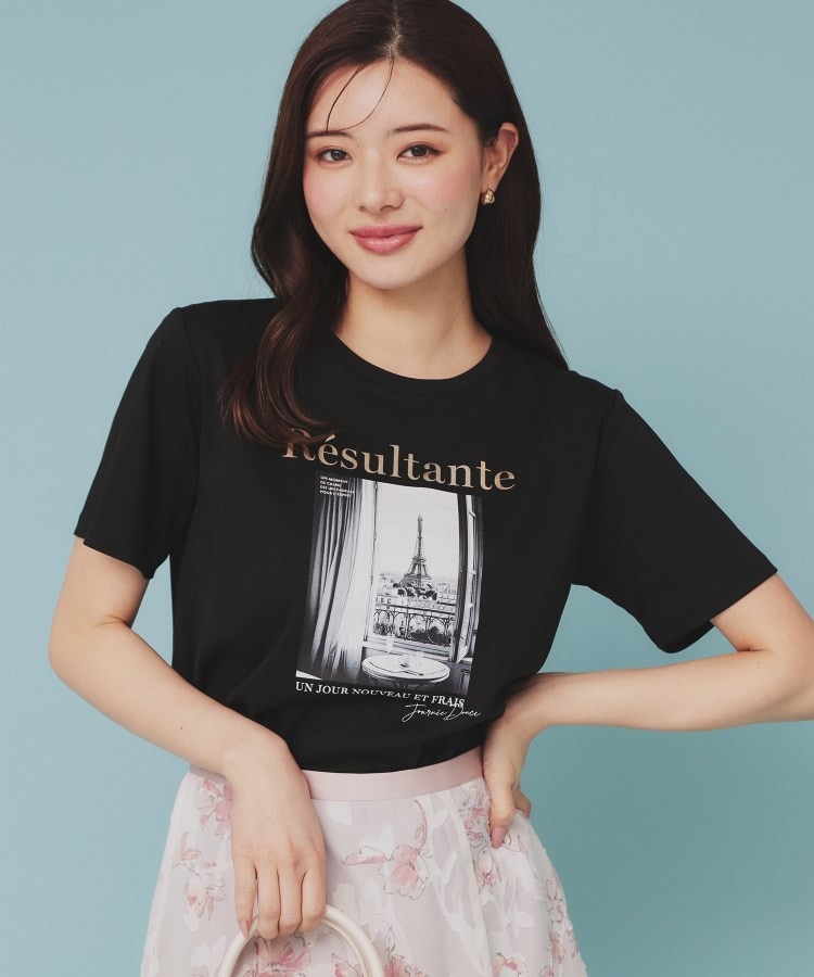 箔プリントショート丈Tシャツ【UV/接触冷感/洗濯機洗い可】(T 箔プリントショート丈Tシャツ【UV/接触冷感/洗濯機洗い可】(T