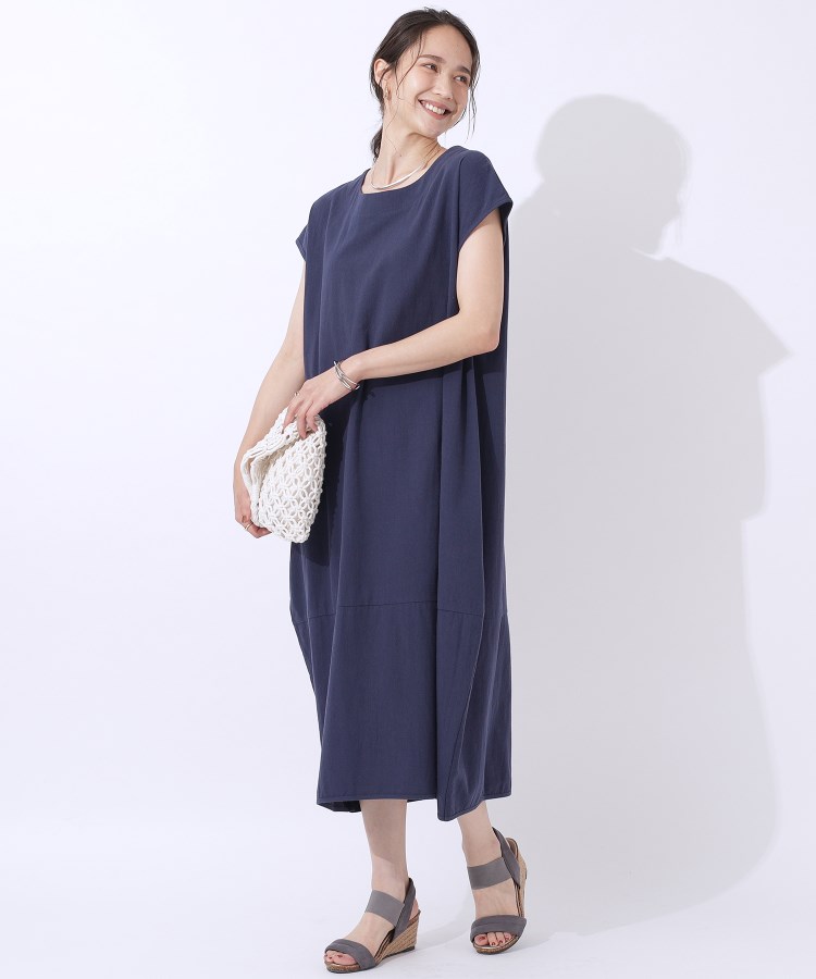 洗える】コクーンシルエットワンピース(マキシ・ロング 洗える】コクーンシルエットワンピース(マキシ・ロング