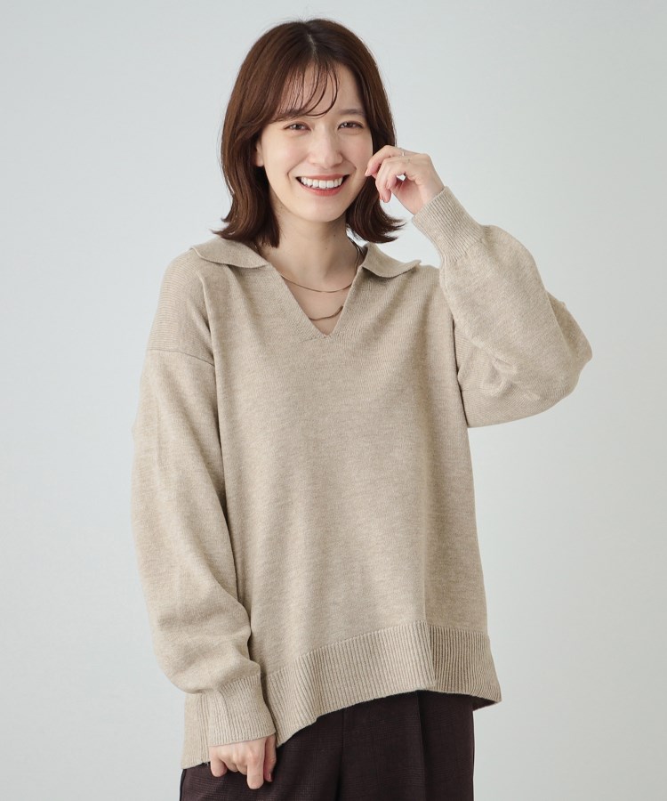S-LL】スキッパー衿付きニット(ニット/セーター) | SHOO・LA S-LL】スキッパー衿付きニット(ニット/セーター) | SHOO・LA