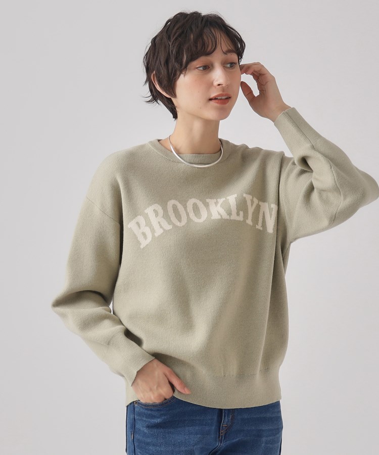 大人っぽく着られる もちもち スウェットライク ロゴニット 大人っぽく着られる もちもち スウェットライク ロゴニット