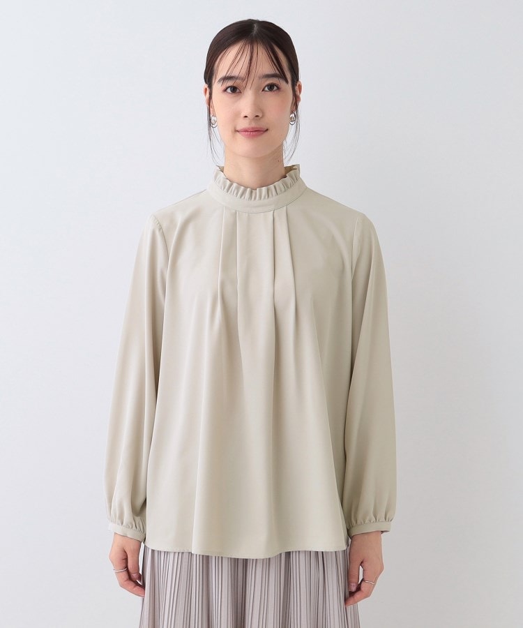 S-3L/洗える/セレモニー】さらり軽やか スタンドカラー フリル S-3L/洗える/セレモニー】さらり軽やか スタンドカラー フリル