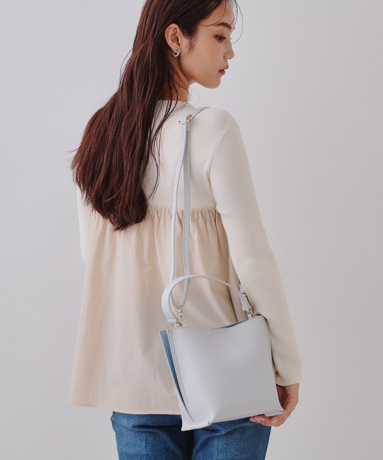 2WAY】バイカラーワンハンドルミニショルダーバッグ(ショルダー 2WAY】バイカラーワンハンドルミニショルダーバッグ(ショルダー