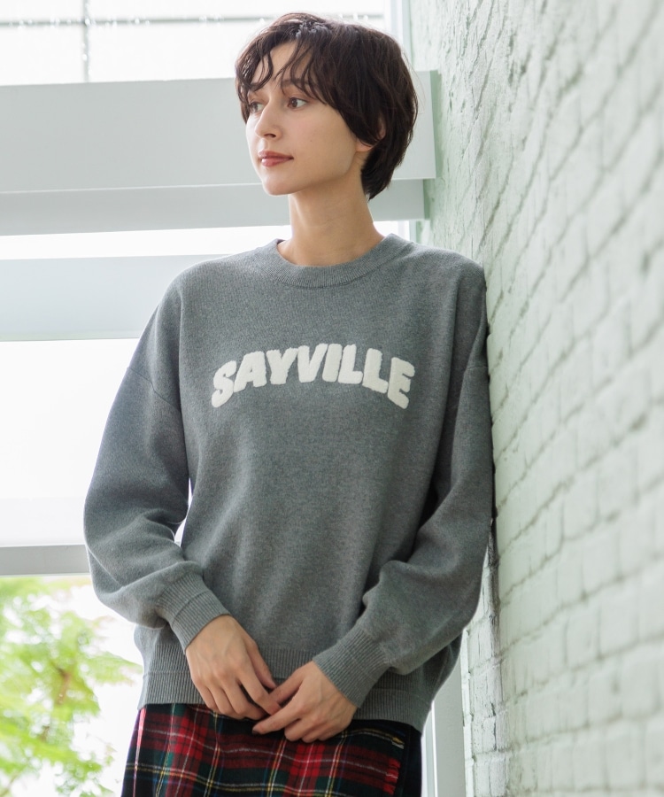 洗える】サガラ刺繍ロゴニット(XS~L)(ニット/セーター 洗える】サガラ刺繍ロゴニット(XS~L)(ニット/セーター