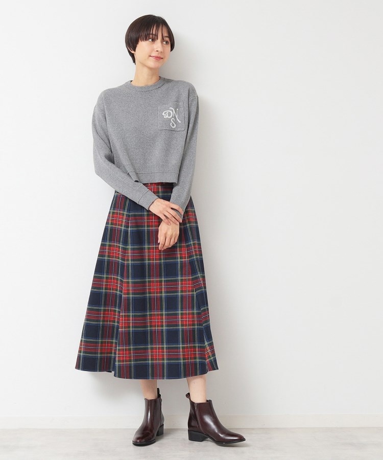 後ろゴム・洗える】チェック柄フレアースカート(XS~L)(ミモレ 後ろゴム・洗える】チェック柄フレアースカート(XS~L)(ミモレ