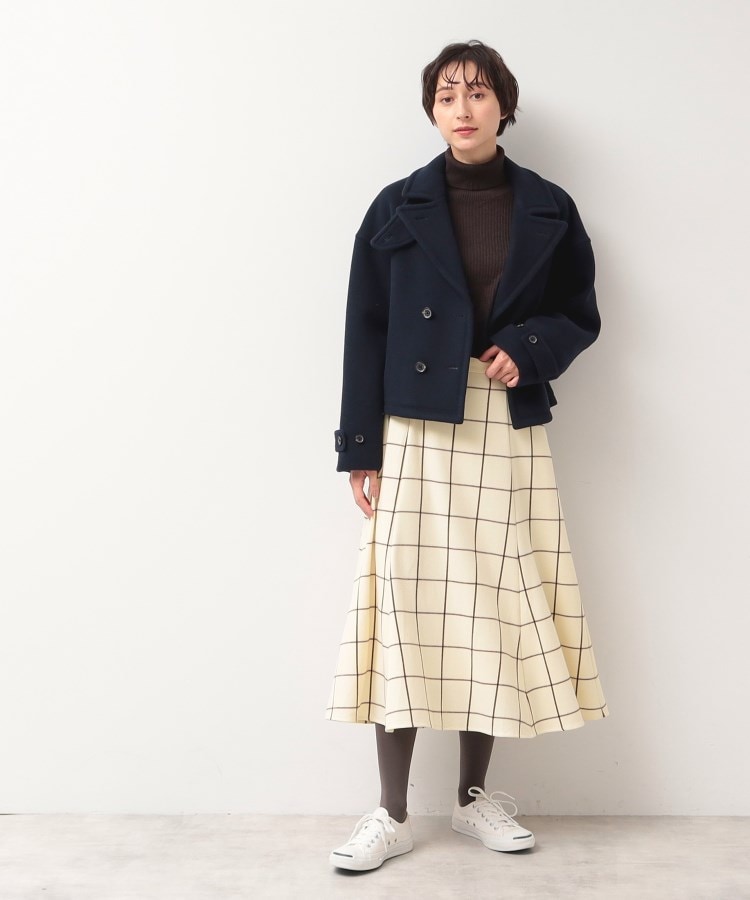 洗える】起毛チェック柄切替フレアースカート(XS~L)(マキシ 洗える】起毛チェック柄切替フレアースカート(XS~L)(マキシ