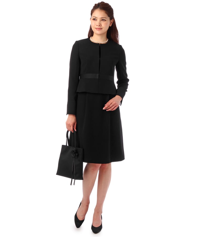 INDIVI グログラン切替ノーカラージャケット 【礼服・喪服 INDIVI グログラン切替ノーカラージャケット 【礼服・喪服