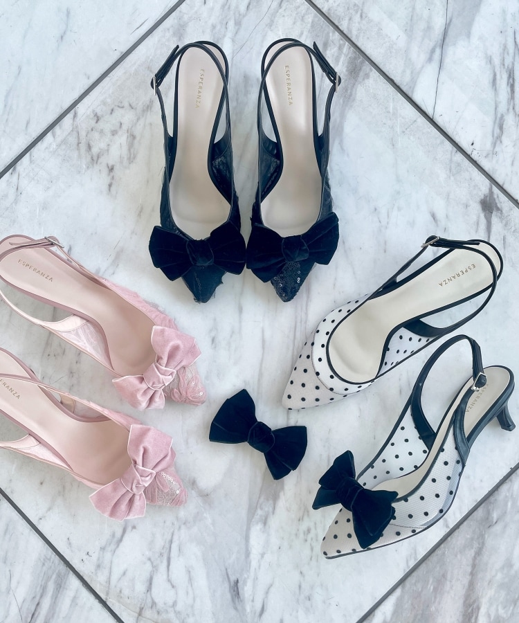 リボンチュールレースバックストラップ2WAYパンプス(パンプス リボンチュールレースバックストラップ2WAYパンプス(パンプス