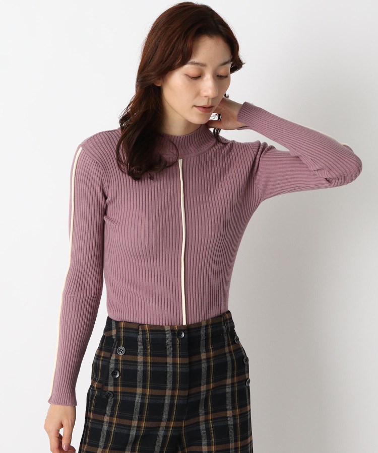 ストレッチヤーンパイピングハイネックニット(ニット/セーター ストレッチヤーンパイピングハイネックニット(ニット/セーター
