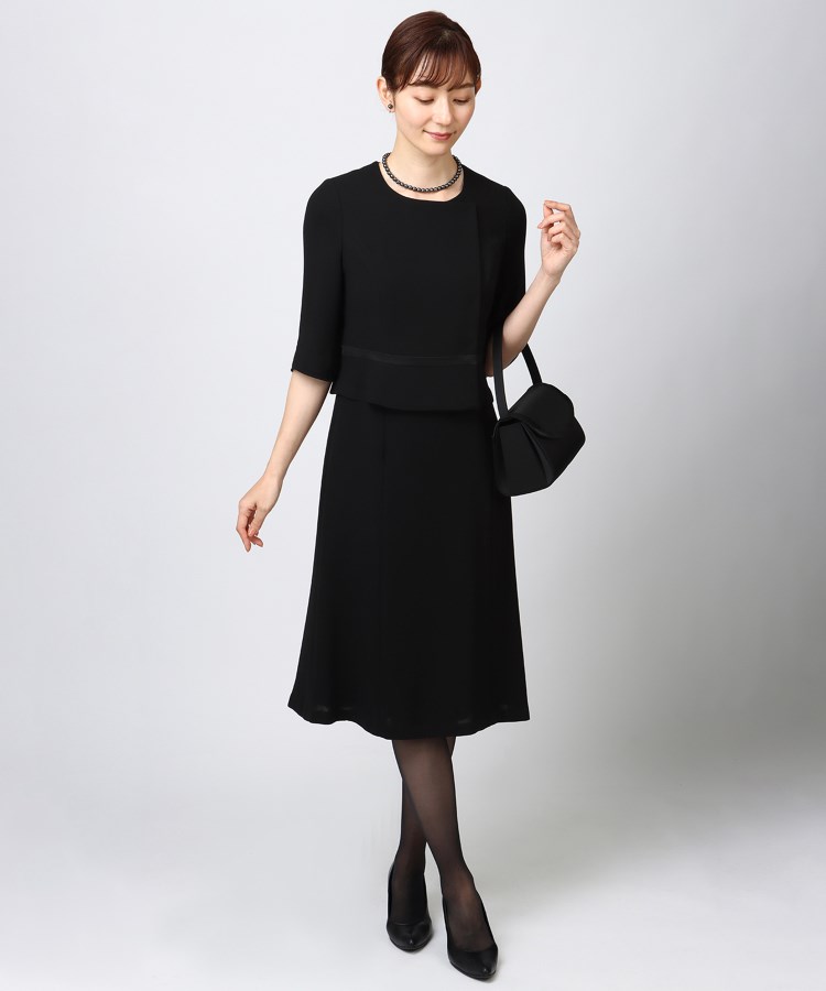 S~7L】ノーカラーアンサンブル【礼服/喪服/ブラック S~7L】ノーカラーアンサンブル【礼服/喪服/ブラック