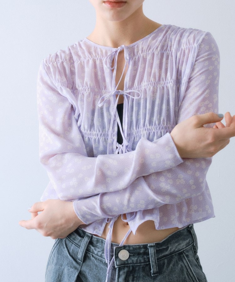 petit flower ribbon blouse(シャツ・ブラウス) | CODE A petit flower ribbon blouse(シャツ・ブラウス) | CODE A